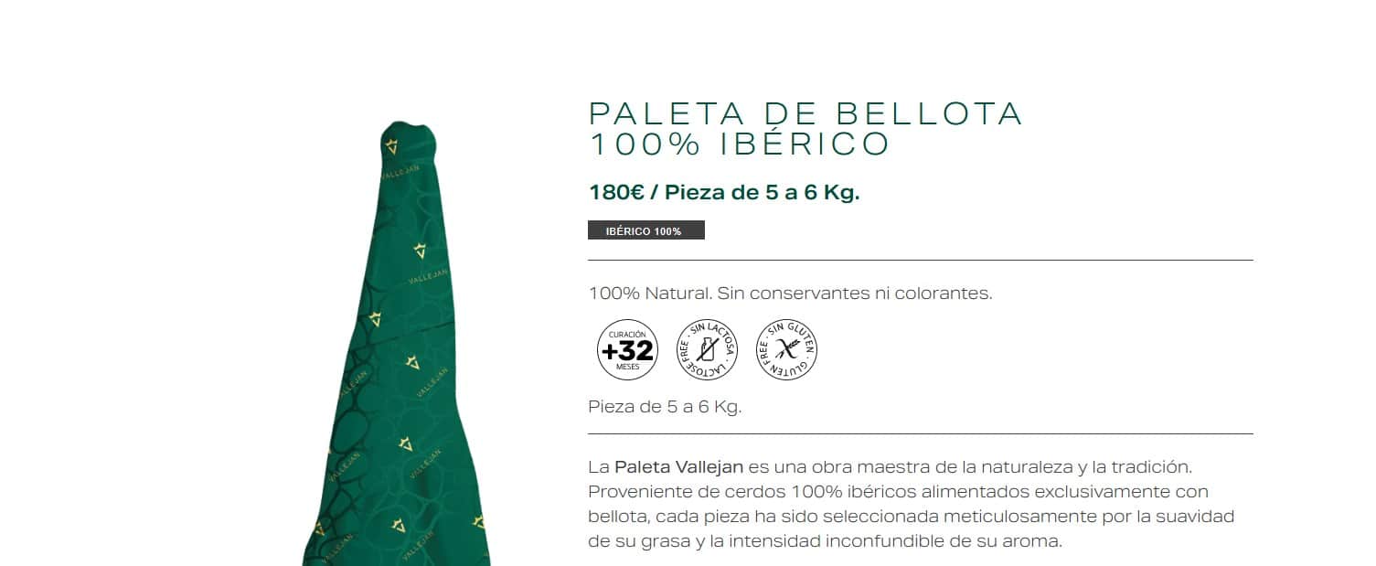 Paleta de Bellota 100% Ibérica - Vallejan